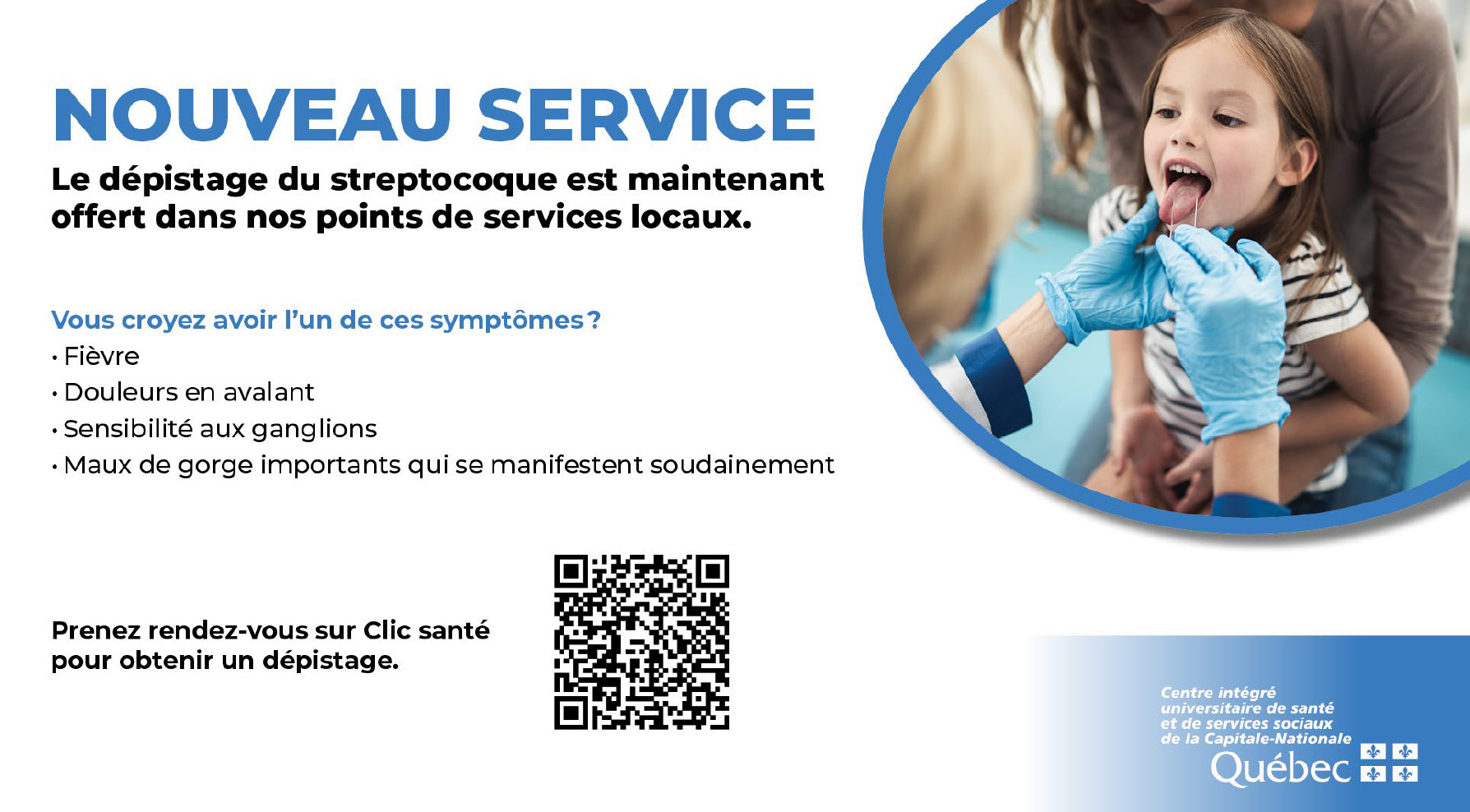 Dépistage de la pharyngite ou amygdalite à streptocoque A