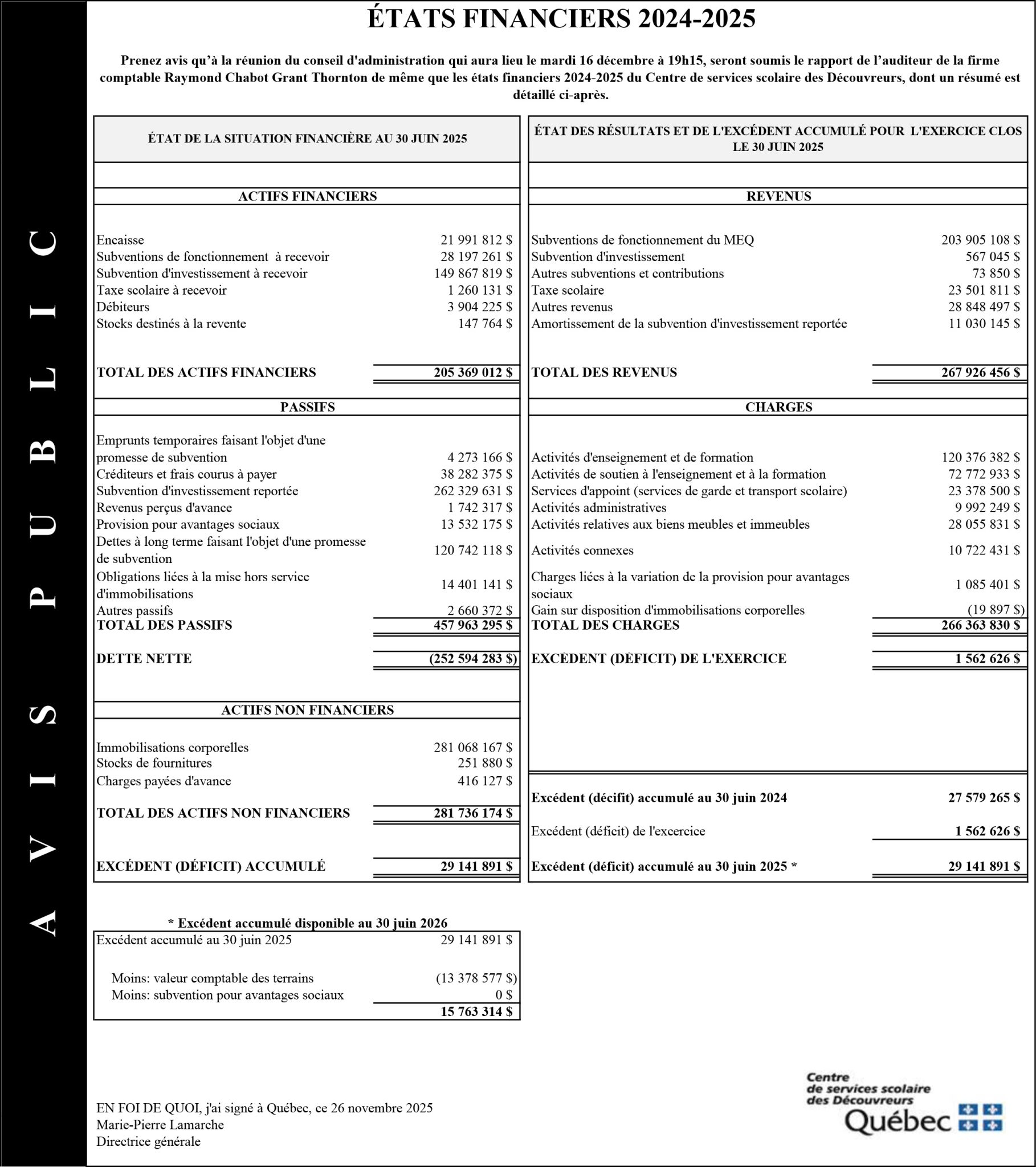 États financiers 2024-2025